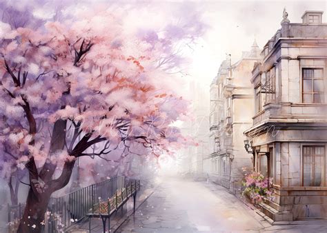 Avezano Spring Morning Street Photography Backdrop Designed By Polly R
