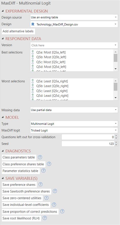 Marketing MaxDiff Multinomial Logit Technical Documentation