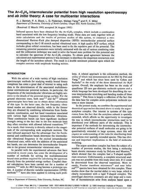 Pdf The Arc2h2 Intermolecular Potential From High Resolution Spectroscopy And Ab Initio