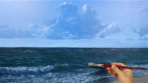 How To Paint Water And Clouds Beachwaves And Cloud Painting Tutorial