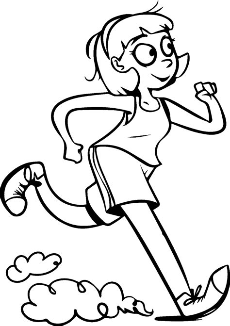 Girl Running Coloring Pages