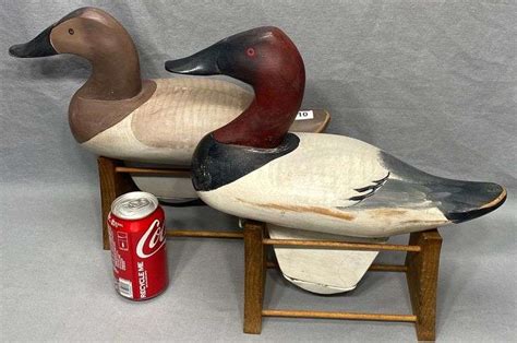 Canvasback Hen And Drake Duck Decoys On Stands Dixons Auction At Crumpton