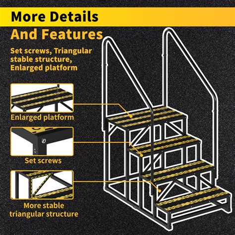 Wfx Utility™ 4 Steps Rv Steps With 2 Handrails Non Slip Hot Tub Steps