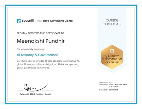 Meenakshi Pundhir On Linkedin Ai Governance Certification