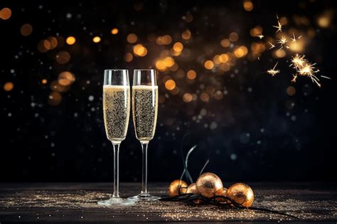 Premium Ai Image New Year Eve Celebration Champagne Toast Golden