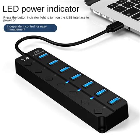 USB Hub Port High Speed Data Hub Splitter With Independent Power Switch And Indicator