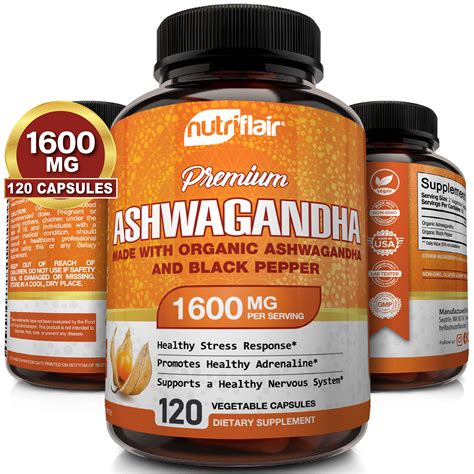 Nutriflair Ashwagandha Capsules 1600mg 120 Vegan Pills Made With
