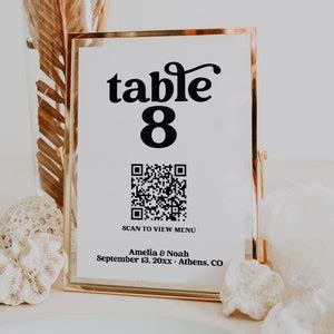 QR Code Table Number Template Editable Printable Retro Table Number Scan To View Menu QR Code