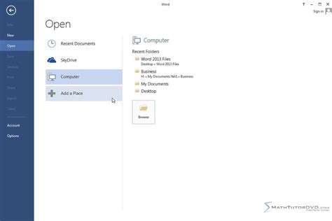 Lesson 3 Opening Documents Microsoft Word Tutorial Math Tutor