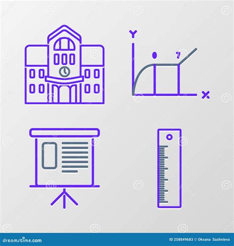 Set Line Ruler Presentation Financial Board With Graph Schedule Chart Diagram Infographic