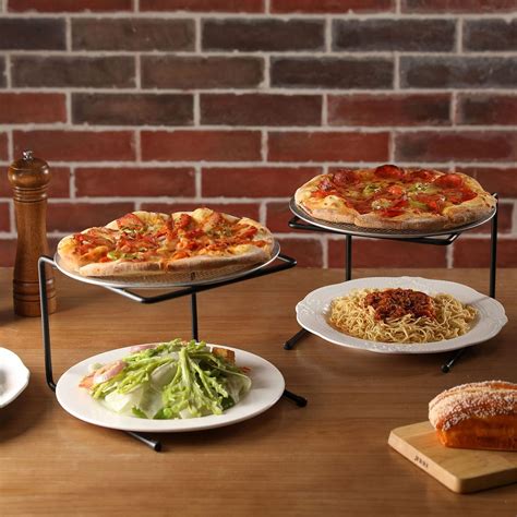 Myt Set Of 6 Black Metal Pizza Pan Stands Table Top For Hot And