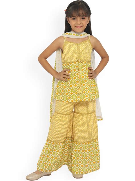 Buy Nauti Nati Girls Ethnic Printed Pure Cotton Kurti With Sharara