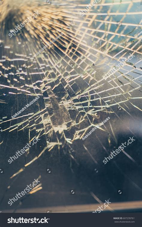 Broken Window Texture Blured Background Vintage Stock Photo