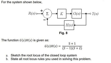 Solved For The System Shown Below Fig 8 The Chegg