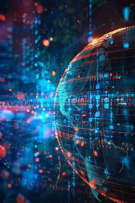 Digital Tech Shows Global Network Connections With Automation Cloud Communication Computing