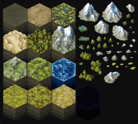 Hex Basic Set Painted 2D Terrain AssetsDeals Pro