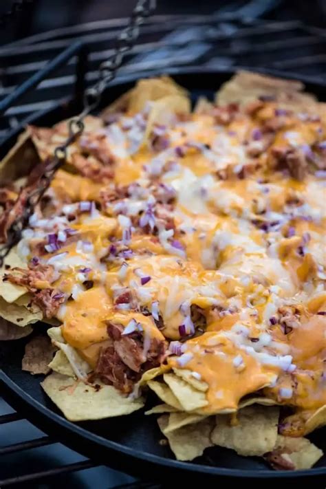 Loaded Campfire Nachos With Shredded Chicken And Hummus Are A Cheesy Delicious Camping Meal