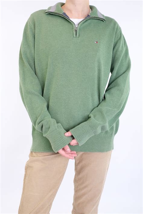 Green Quarter Zip Sweater Vintage Fabrik