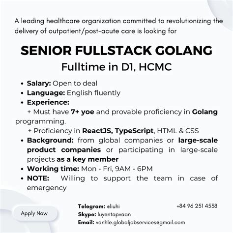 Hcmc Hcm Hochiminh Hcmitjob English Golang Fullstack Reactjs