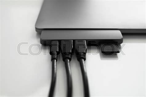 Laptop With Usb Type C Adapter With Stock Image Colourbox