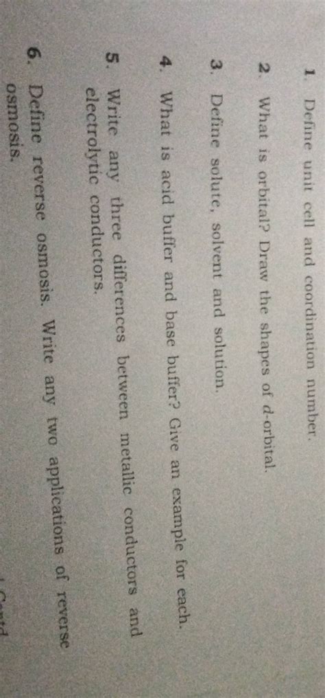 1 Define Unit Cell And Coordination Number 2 What Is Orbital Draw The