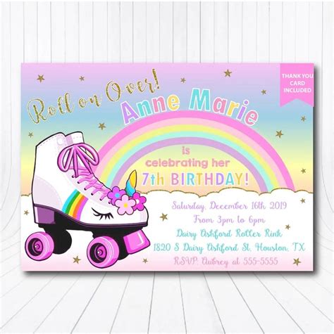 Roller Skate Invitation Roller Skate Party Invitation Roller Etsy In