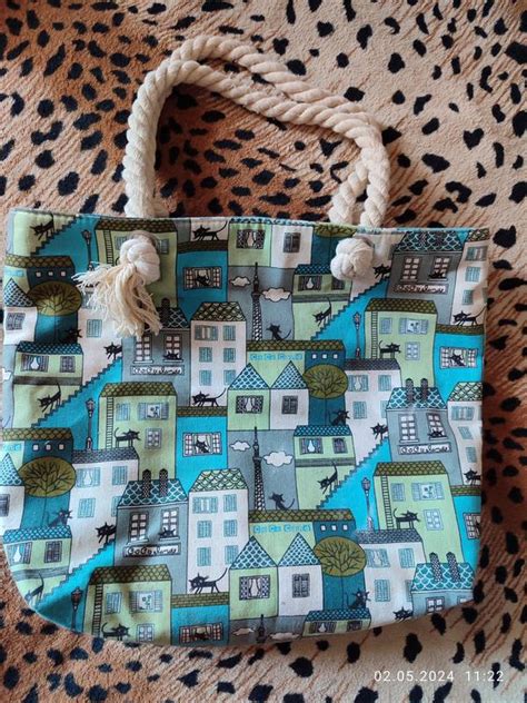 Тканинна пляжна сумка з котиками — ціна 88 грн у каталозі Пляжні сумки Купити аксесуари за