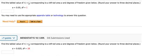 Solved Find The Tabled Value Of T Ta Corresponding To A