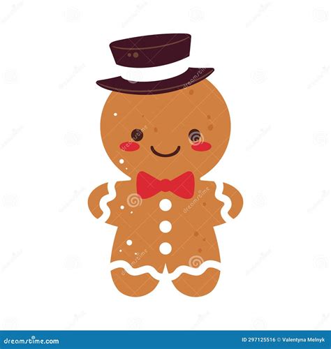 Cute Christmas Gingerbread Man Cookie In Hat Xmas Decoration In