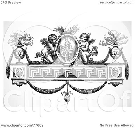 Royalty Free Rf Clipart Illustration Of A Black And White Cherub