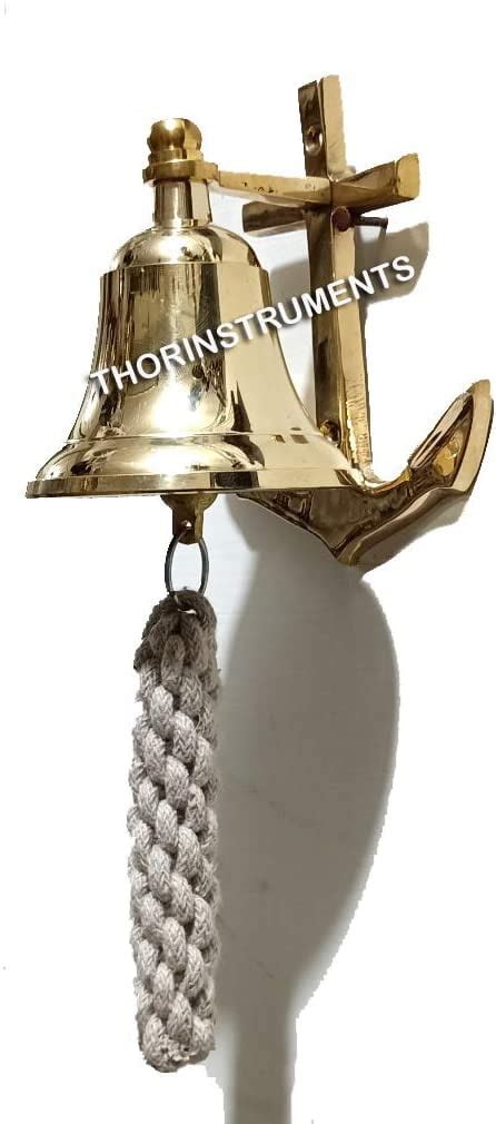 Nautical Brass Ship Bell Solid Brass Wmounting Bracket And Anchor