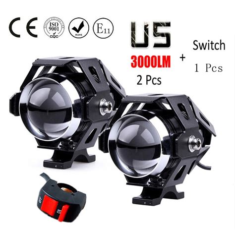 Huiermeimi 2pcs 125w Motorcycle Headlights Auxiliary Lamp U5 Led