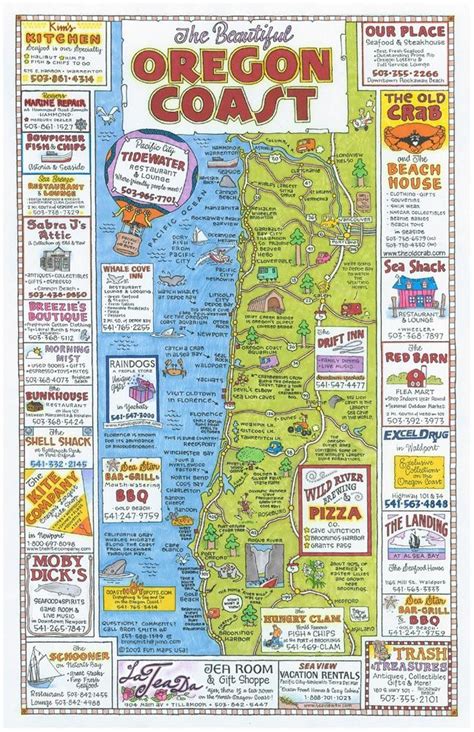Fun Maps Usa Oregon Coast 2nd Edition Oregon Travel Planning Map