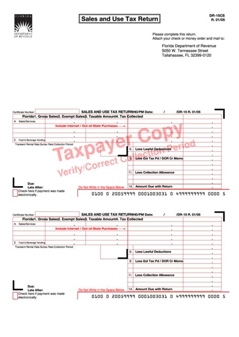 Florida Form Dr 15 Fillable Printable Forms Free Online