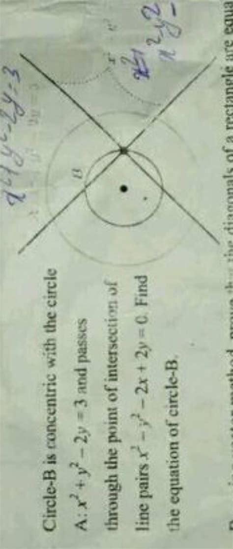 Circle B Is Concentric With The Circle A X2 Y22y 3 And Passes Through