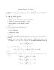 Binomial Distribution Q3 Answer Pdf Solution To Binomial Distribution 1 Problem A Recent