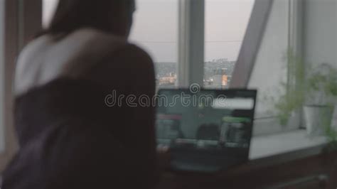 Global Cyber Attack Woman Looking At World Map On Computer Screen Stock Video Video Of Breach