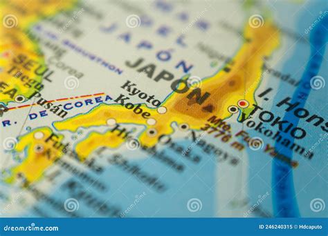 Cierre Del Mapa Orográfico De La Isla Honshu De Japón Y La Ciudad De