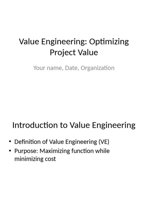 Value Engineering Presentation Pdf