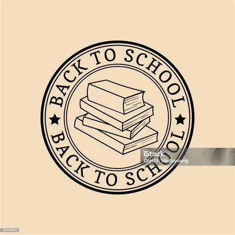 Vektor Vintage Kembali Ke Logo Sekolah Lambang Retro Dengan Tumpukan