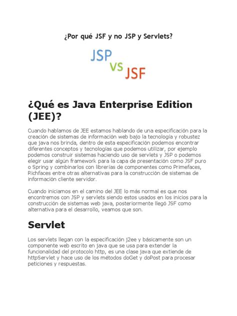 2 Por Qué Jsf Y No Jsp Y Servlets Pdf Páginas Del Servidor Java