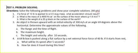 solved test ii problem solving directions solve the