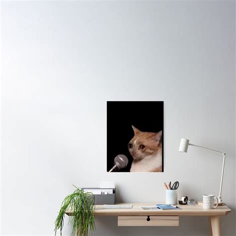 Póster Meme De Micrófono De Gato Llorando Negro Meme De Gato