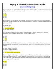 Diversity Quiz Key 2016 Pdf Equity Diversity Awareness Quiz
