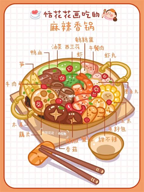 原创美食插画 川菜系 麻辣香锅简笔画 花瓣网