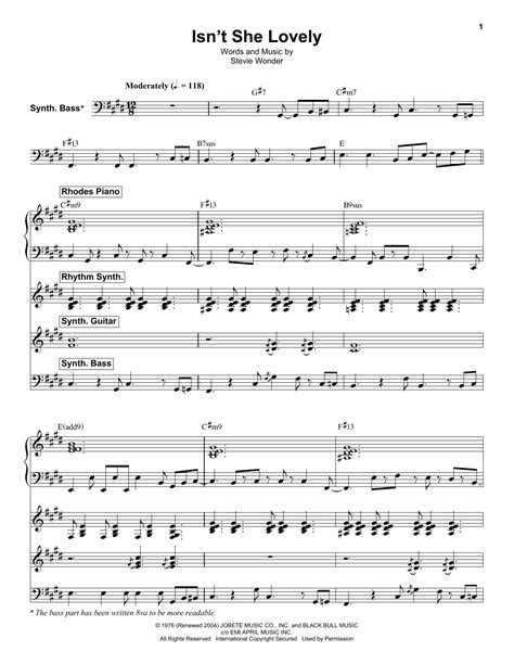 Isnt She Lovely By Stevie Wonder Sheet Music For Keyboard