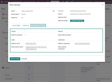 Odoo Menu Management