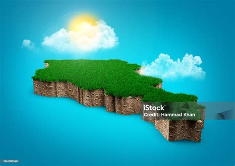 아르메니아 지도 토양 토지 지질학 단면 푸른 잔디와 바위 바닥 질감 3d 그림 0명에 대한 스톡 사진 및 기타 이미지 0명 3차원 형태 관광 Istock