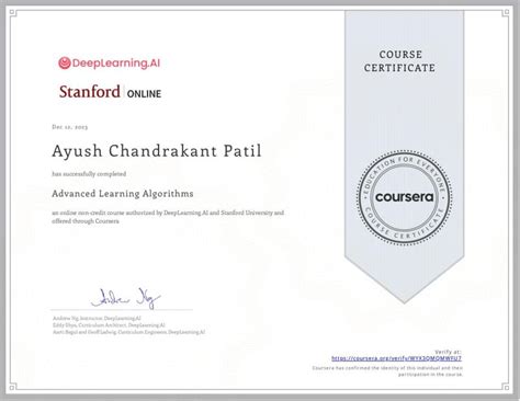 Completed Advanced Machine Learning Algorithms Course By Deeplearningal Ayush Patil Posted On