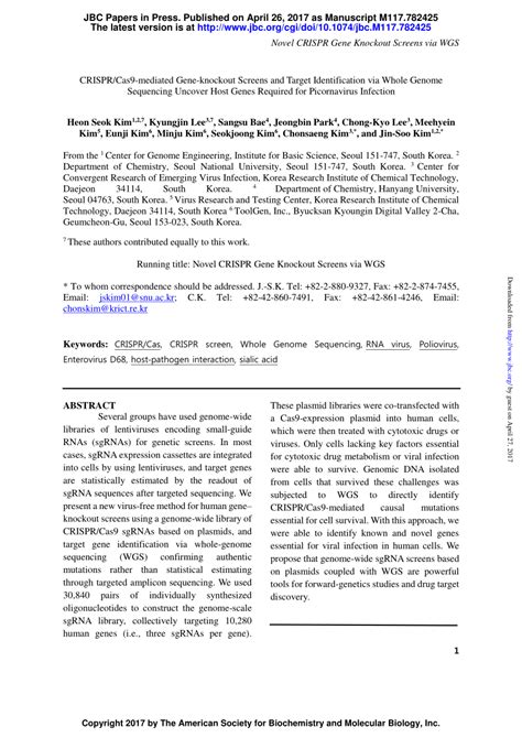Pdf Crisprcas9 Mediated Gene Knockout Screens And Target
